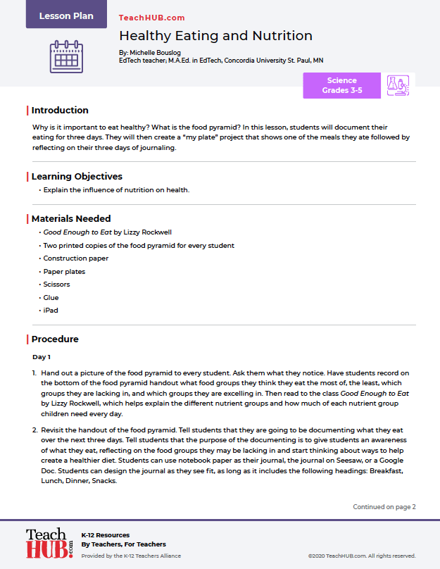 Healthy Eating and Nutrition - TeachHUB