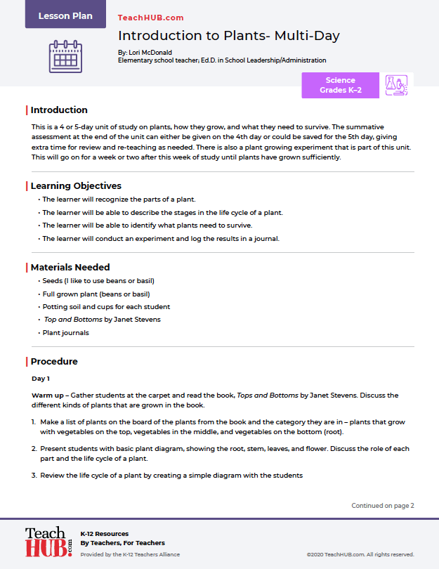 Introduction to Plants (Multi-Day) - TeachHUB