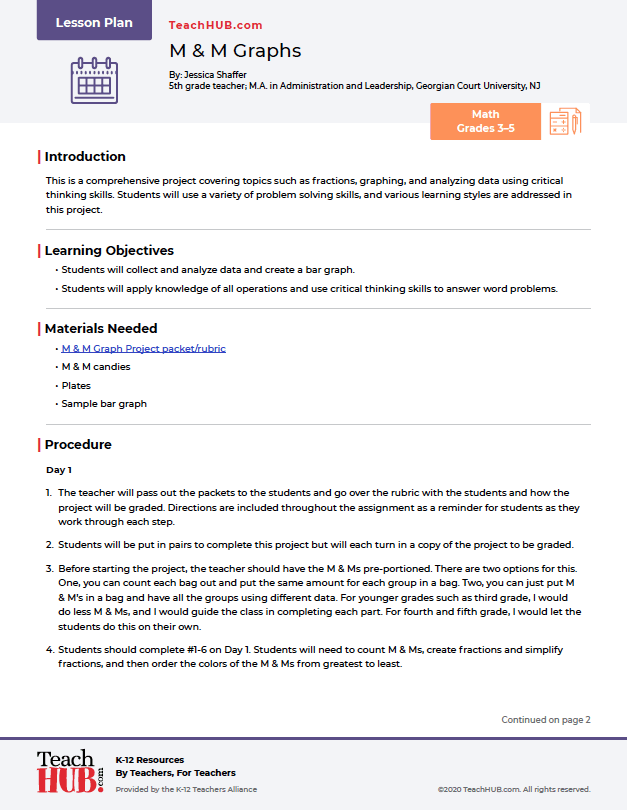 M & M Graphs - TeachHUB