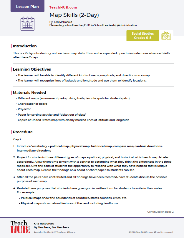 Map Skills (2-Day) - TeachHUB