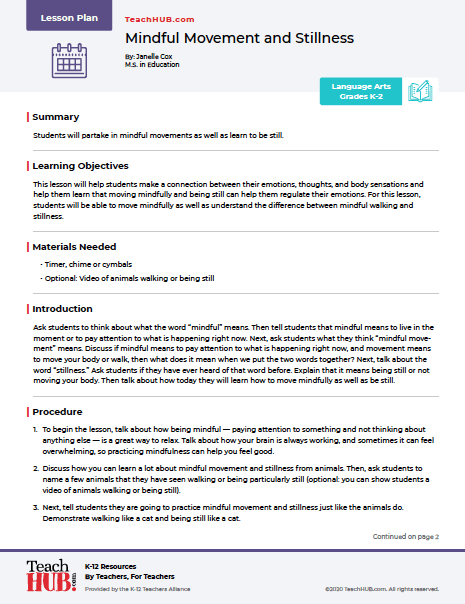 Mindful Movement and Stillness - TeachHUB