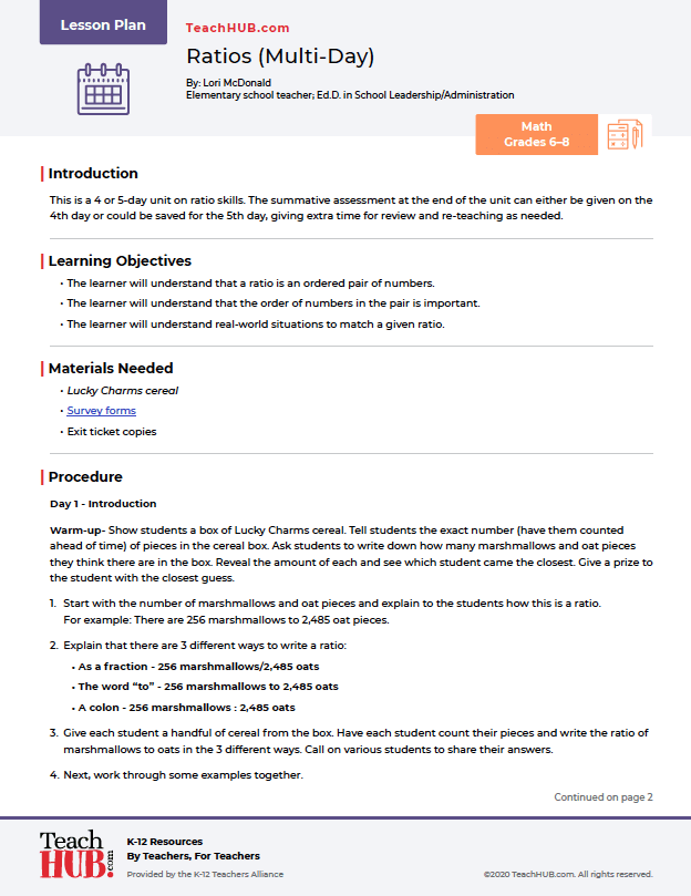Ratios (Multi-Day) - TeachHUB