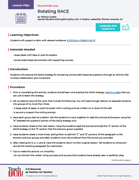 Rotating RACE - TeachHUB