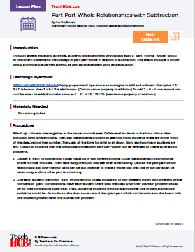Part-Part-Whole Relationships with Subtraction - TeachHUB