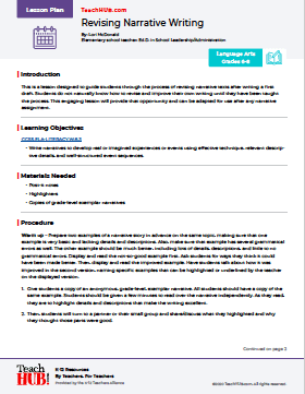 Revising Narrative Writing - TeachHUB