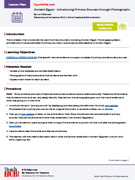 Ancient Egypt - Introducing Primary Sources through Photographs - TeachHUB