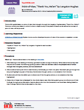 Point-of-View, “Thank You, Ma’am” by Langston Hughes - TeachHUB