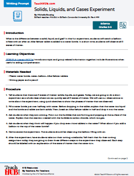 Solids, Liquids, and Gases Experiment - TeachHUB