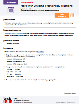 More with Dividing Fractions by Fractions - TeachHUB