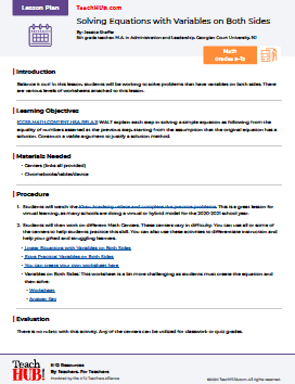 Solving Equations with Variables on Both Sides - TeachHUB