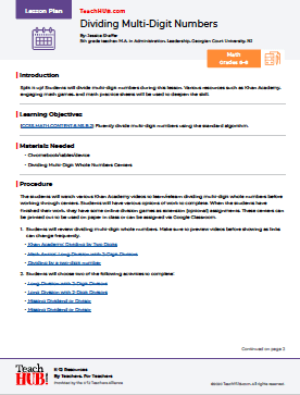 Dividing Multi-Digit Numbers - TeachHUB